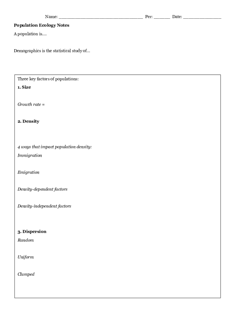 Fillable Online Population size, density, & dispersal (article) Fax ...