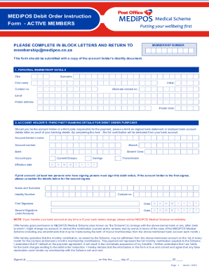 Fillable Online MEDiPOS Debit Order Instruction Form - ACTIVE MEMBERS ...