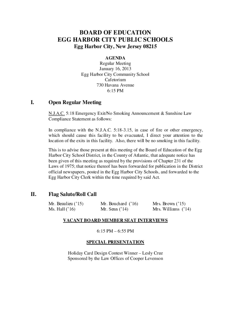 Fillable Online Egg Harbor Township School District BoardDocs Plus Fax ...