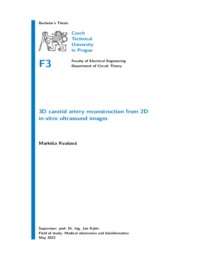 Fillable Online dspace cvut 3D carotid artery reconstruction from 2D in ...
