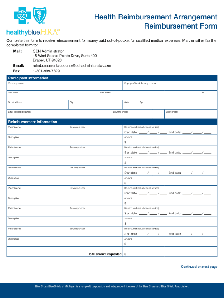 Fillable Online Healthy Blue HRA Reimbursement Form WP 12137 Fax Email ...