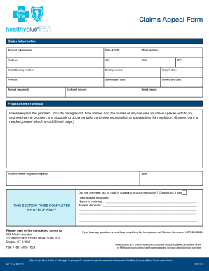 Fillable Online BCBSM Appeal Form Fax Email Print - pdfFiller
