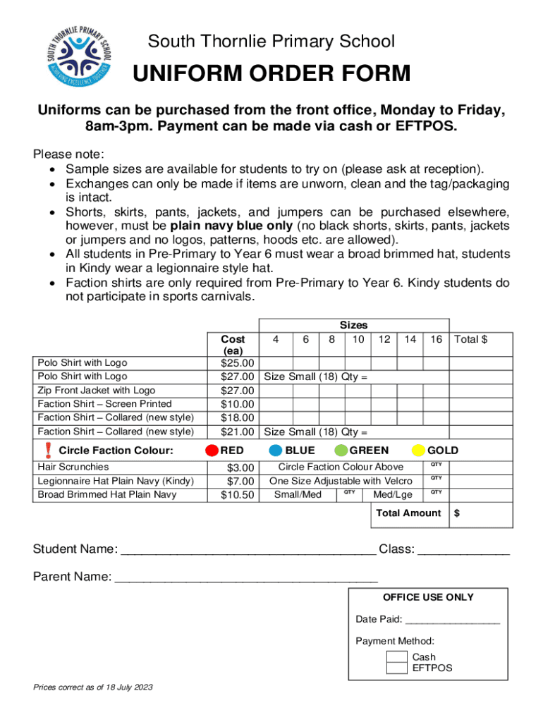 Fillable Online Welcome to South Thornlie Primary School Fax Email Print - pdfFiller