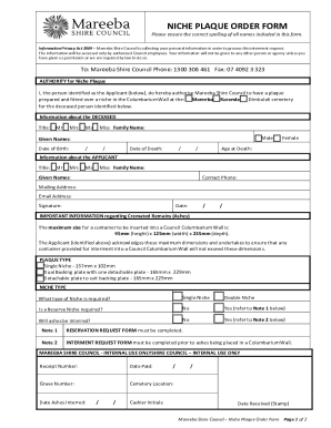 Fillable Online BRONZE MEMORIAL PLAQUE ORDER FORM Fax Email Print ...