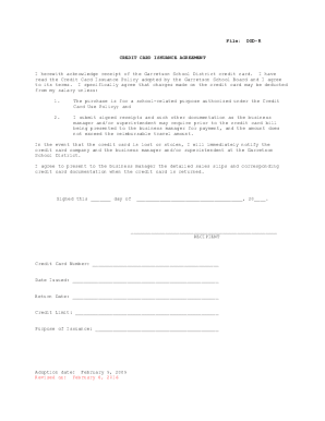 Fillable Online Corporate Credit Card Acknowledgement Form Fax Email ...