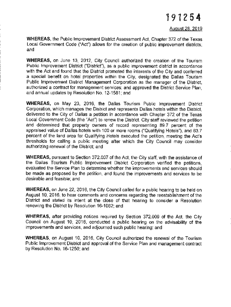 Fillable Online Resolution No. WHEREAS, Chapter 372 of the Texas Local ...