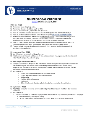 Fillable Online NIH Proposal Checklist Update Form H 1-27-2023-db.docx ...