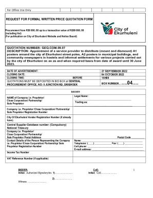 Fillable Online QUOTATION NUMBER:RE-ADVERT ALQ.SRAC.05.01 Fax Email ...