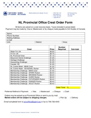 Fillable Online Crest Order Form Fax Email Print - pdfFiller