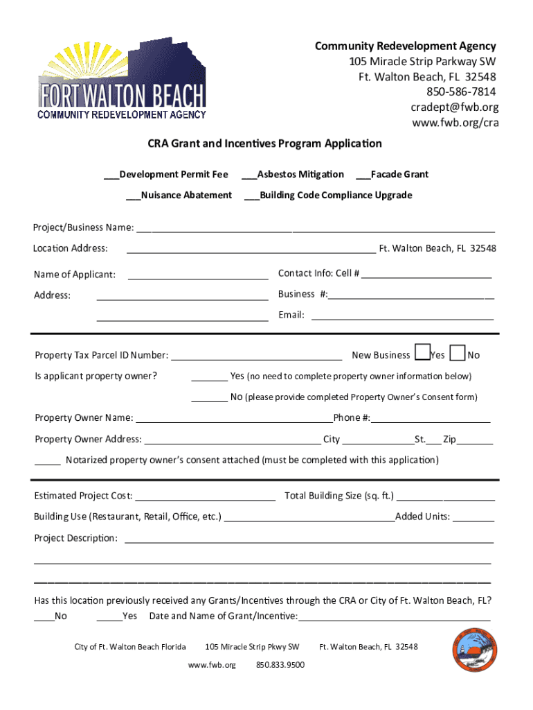 Fillable Online CRA Grant and Incentives Program Application Fax Email Print - pdfFiller