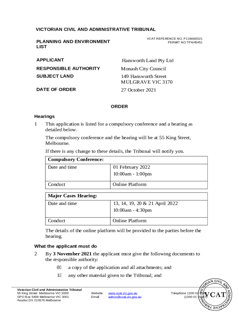 Victorian Civil and Administrative Tribunal Act 1998 Doc Template ...