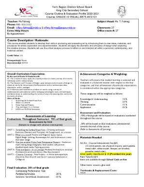 Fillable Online York Region District School Board (YRDSB) - King City ...