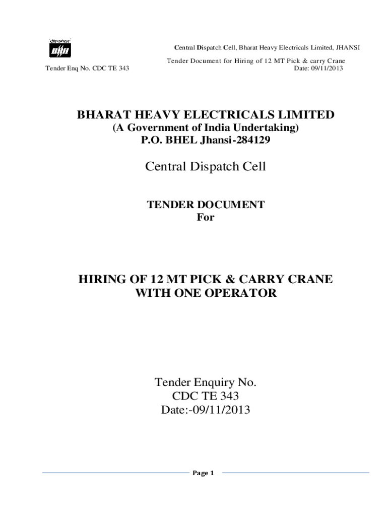 Fillable Online Department: CENTRAL DISPATCH CELL (CDC) BHEL, PO Fax Email Print - pdfFiller