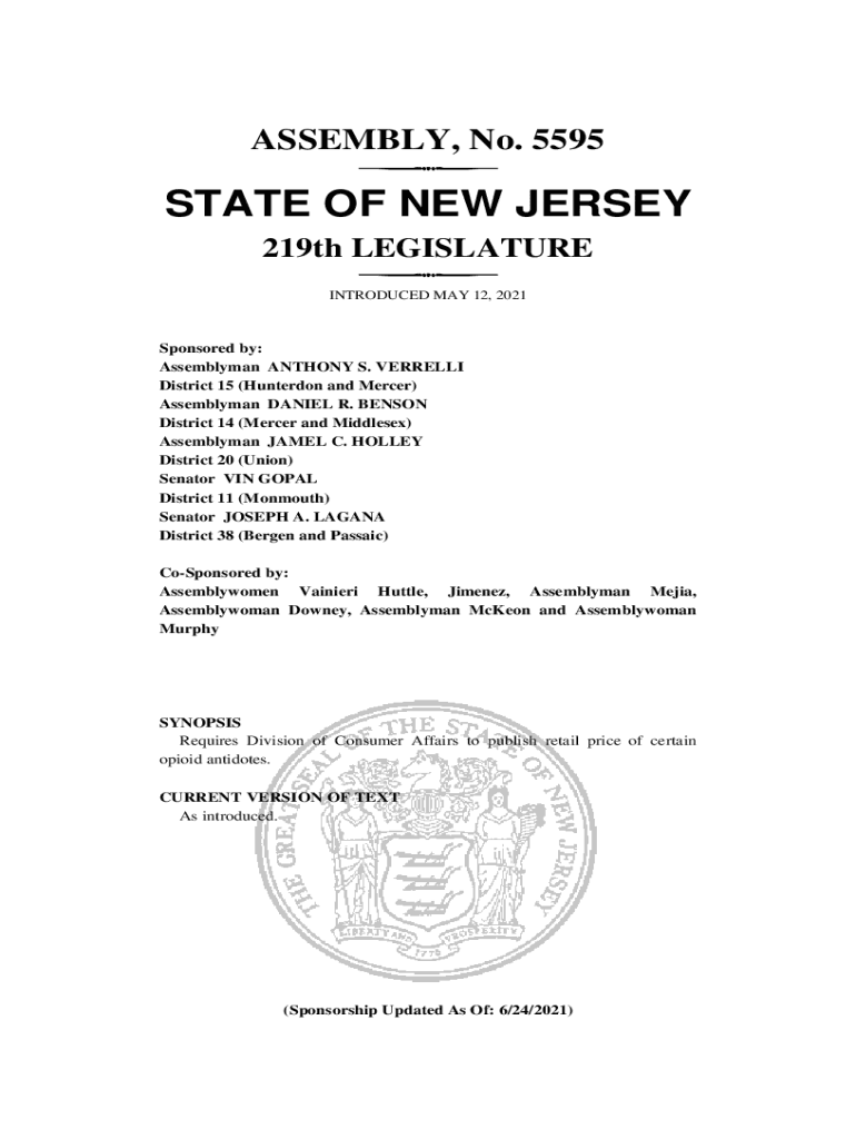 Fillable Online The (Full!) List of Bills Introduced in the 219th Legislative ... Fax Email ...