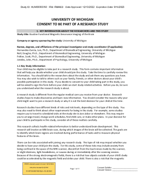 Fillable Online fmri research umich fMRI: Consent Forms - Functional ...