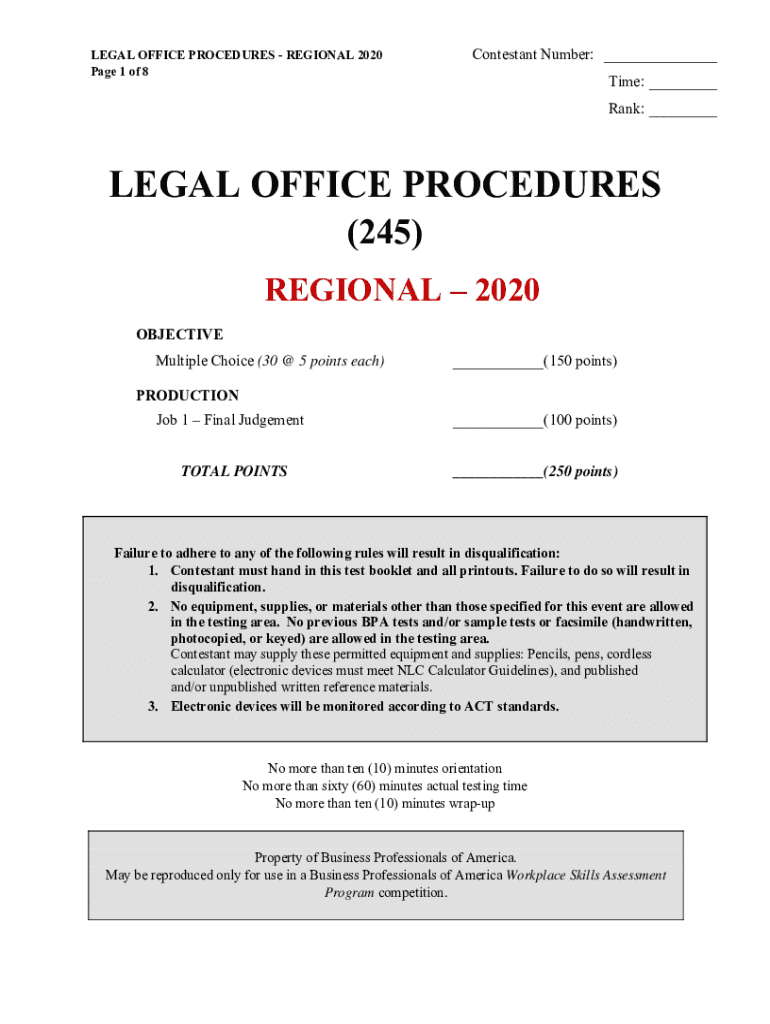 Fillable Online Legal Office Procedures ExamPDF Fax Email Print - pdfFiller