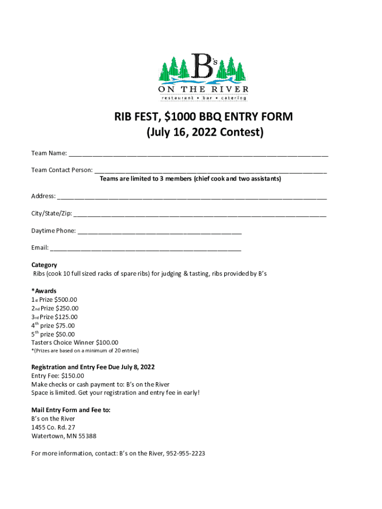 Fillable Online San Juan Bautista Rib Cook-Off Fax Email Print - pdfFiller