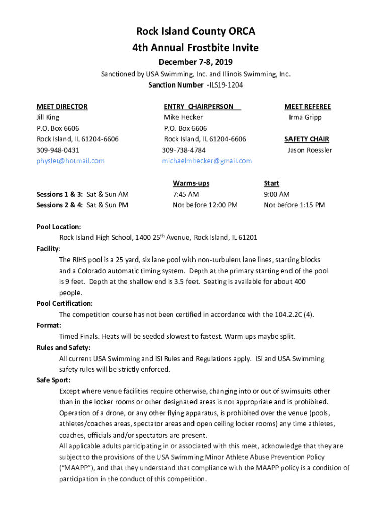 Fillable Online Rock Island County ORCA 3rd Annual Frostbite Invite Fax ...