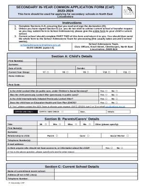 secondary in-year common application (caf) 2023-2024 Doc Template ...