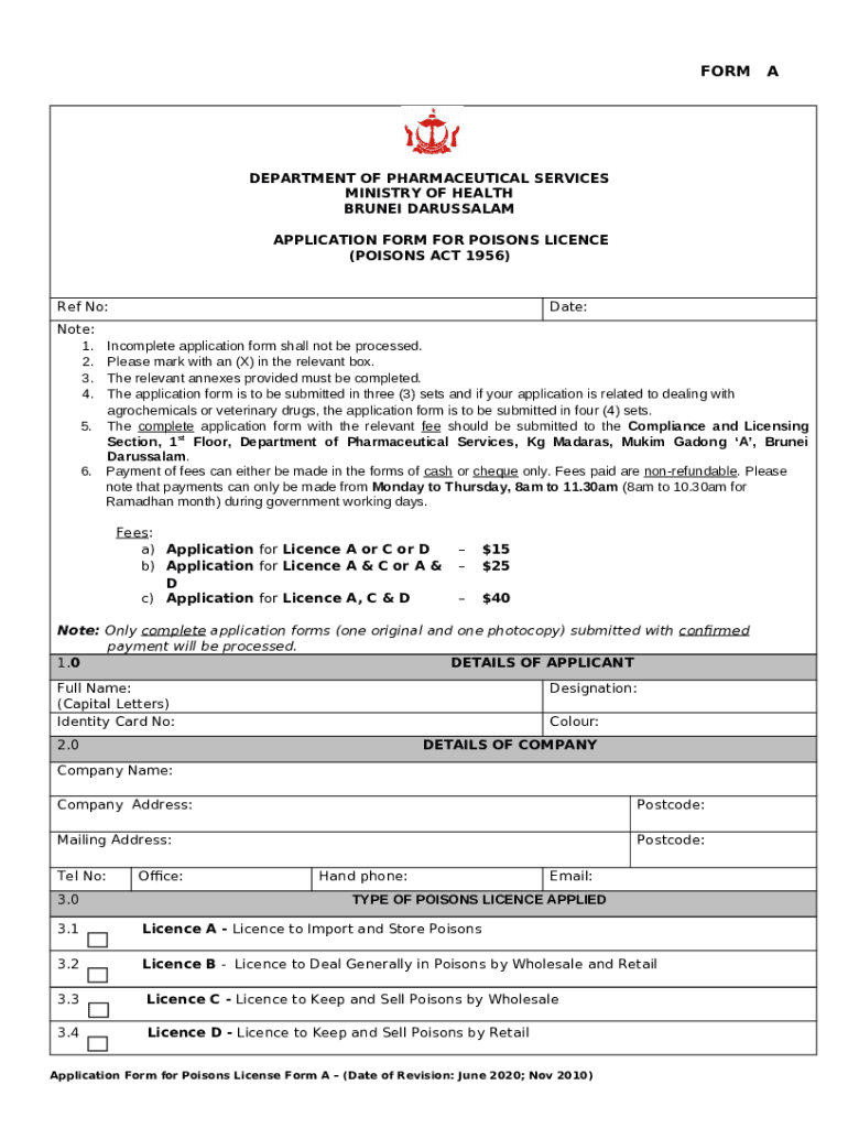 a - application for poisons license - Ministry of Health Doc Template ...