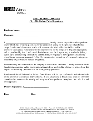 Fillable Online Free Drug / Alcohol Testing Consent Form - PDFWord Fax ...