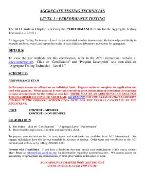 Fillable Online Aggregate Testing Technician Level 1Written and ... Fax ...
