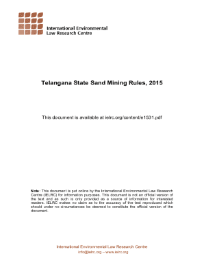 Fillable Online IELRC.ORG - Telangana State Sand Mining Rules, 2015 Fax ...