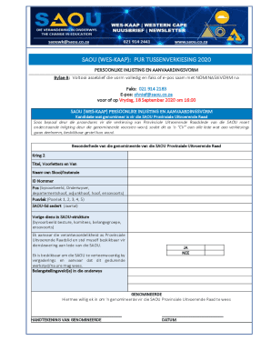 Fillable Online PERSOONLIKE INLIGTING EN AANVAARDINGSVORM Fax Email ...