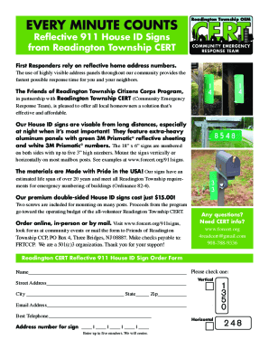 Fillable Online 911 Address SignsSame Day Shipping Available Fax Email ...