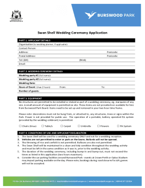 Fillable Online Swan Shell Wedding Ceremony Application Fax Email Print ...