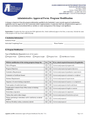Fillable Online Administrative Approval Form: Program Modification Fax ...