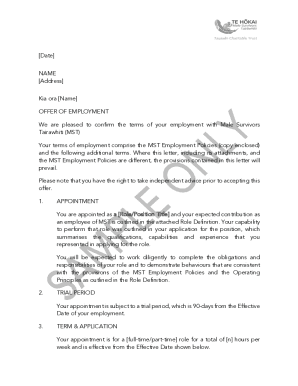 Fillable Online MST EmploymentLetter of AppointmentSample Fax Email ...