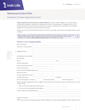 Fillable Online Retirement Extra Plan - Employer/Trustee Application ...