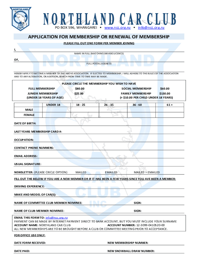Fillable Online MEMBERSHIP RENEWAL FORM ONLY NAME(s) (please ... Fax Email Print - pdfFiller