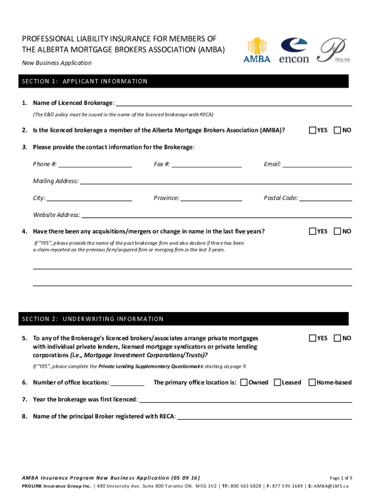 Fillable Online Application for Professional Liability (E&O) Insurance ...