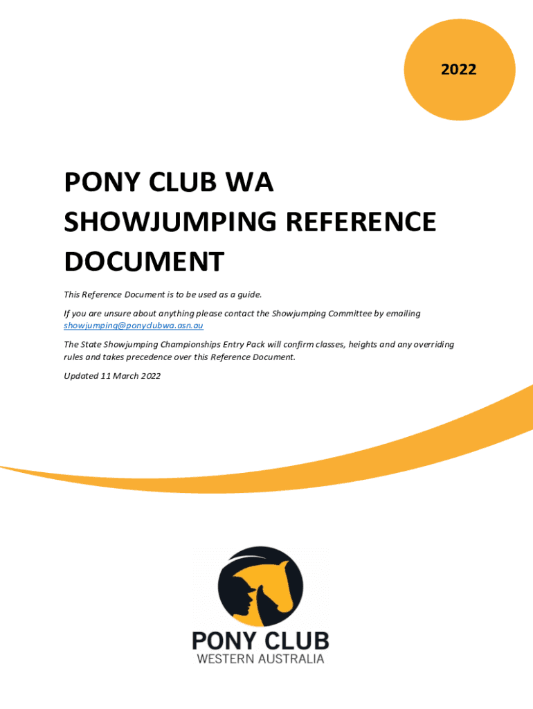 Fillable Online PONY CLUB WA SHOWJUMPING REFERENCE ... Fax Email Print - pdfFiller