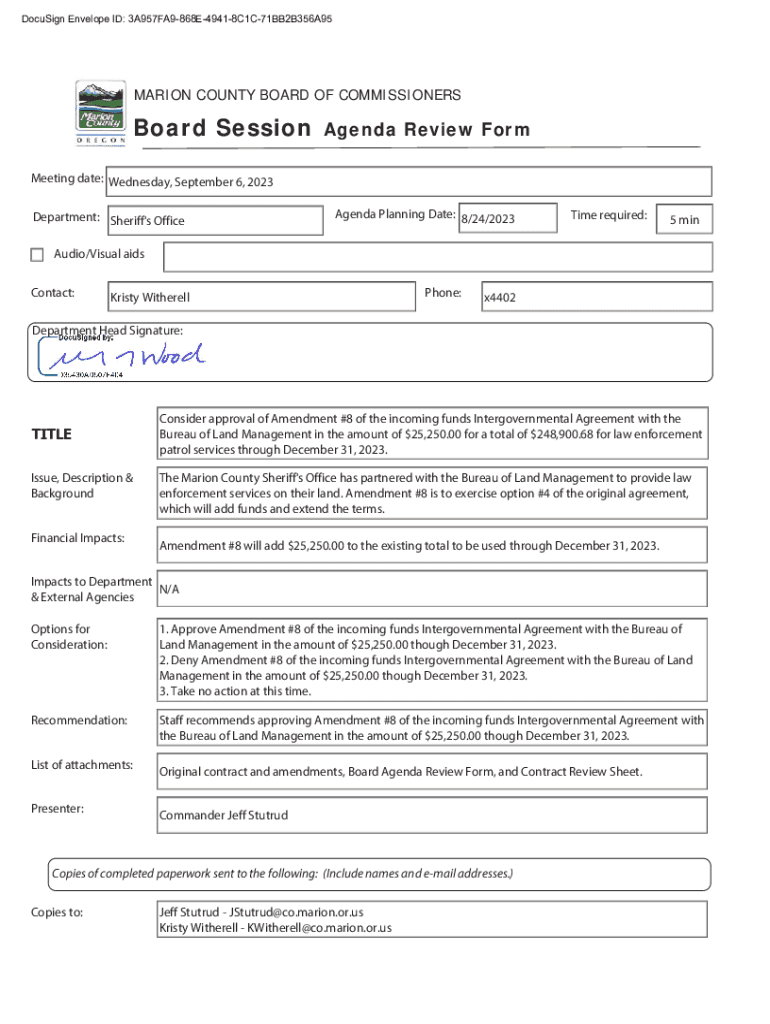 Fillable Online Consider approval of Amendment #8 of the incoming funds ...