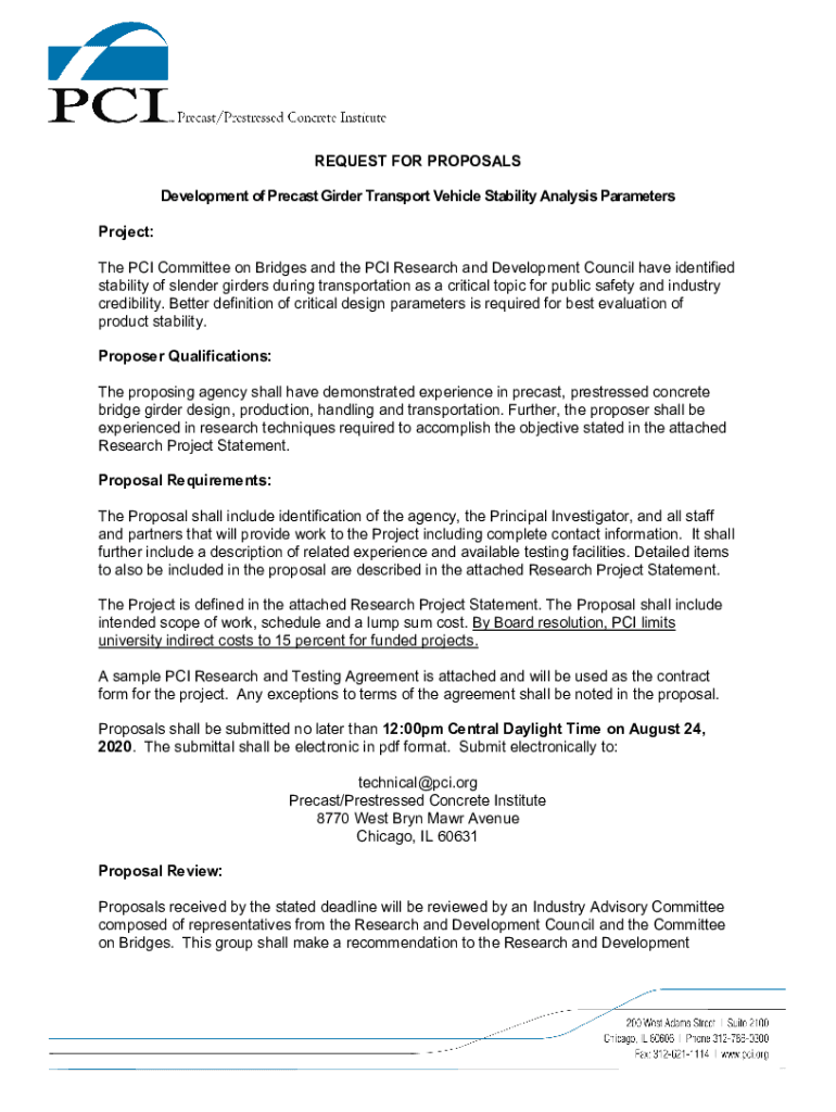 Fillable Online REQUEST FOR PROPOSALS Development of Precast Girder ... Fax Email Print - pdfFiller