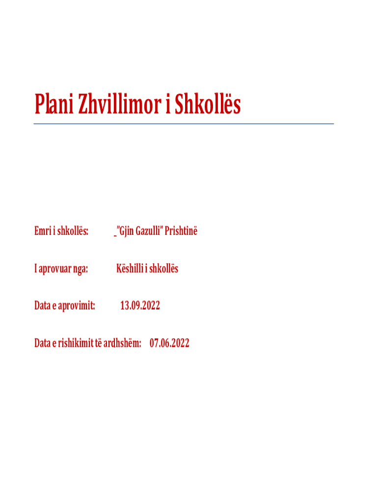 Fillable Online Plani Zhvillimor i Shkolls Fax Email Print - pdfFiller