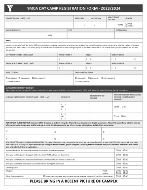 Fillable Online ymca day camp registration form - 2023/2024 Fax Email ...