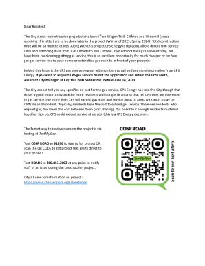 Fillable Online Dear Resident, The City street reconstruction project ...