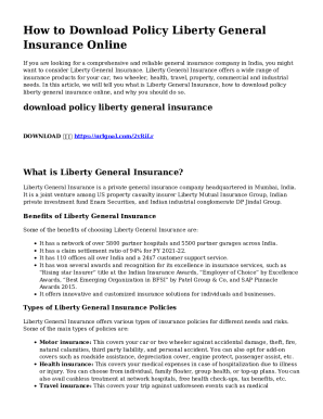 Fillable Online Download Liberty Health Insurance Policy and Claim ...