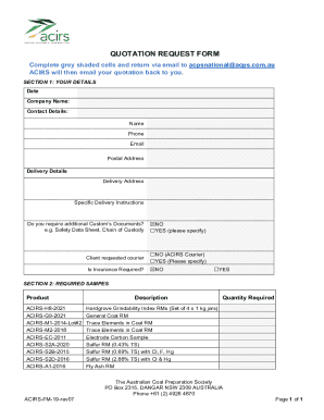 Fillable Online QUOTATION REQUEST FORM -ACIRS Fax Email Print - pdfFiller