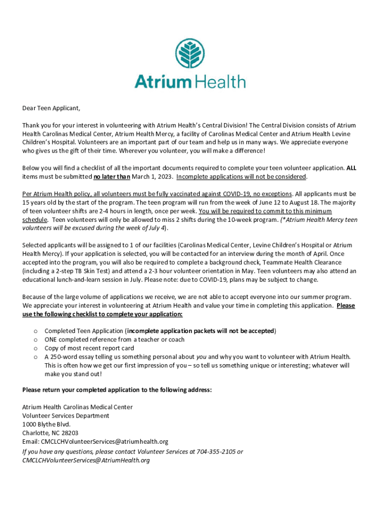 Fillable Online Atrium Health Mercy, a facility of Carolinas Medical ...