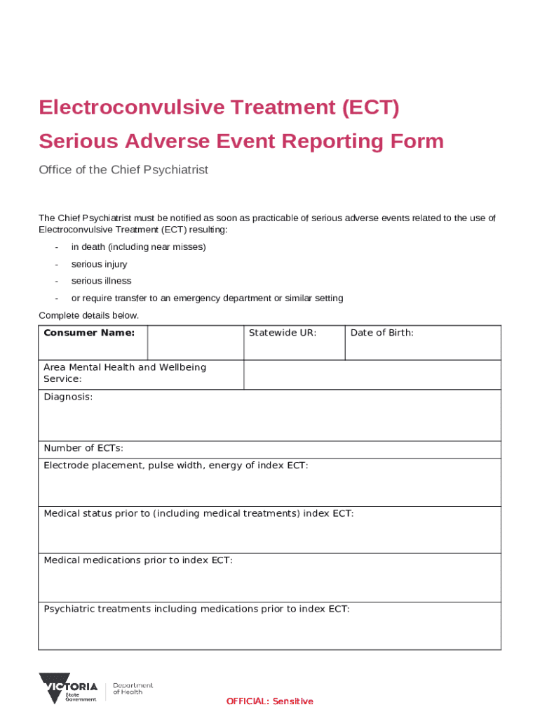 Electroconvulsive Treatment (ECT) - Serious Adverse Event Reporting Doc ...