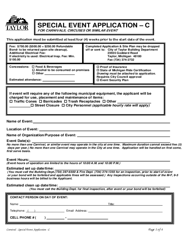 Fillable Online special event rental application & agreement Fax Email ...