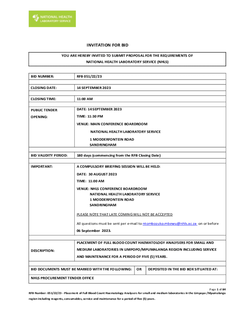 Fillable Online PLACEMENT OF FULL BLOOD COUNT HAEMATOLOGY ANALYSERS FOR ...