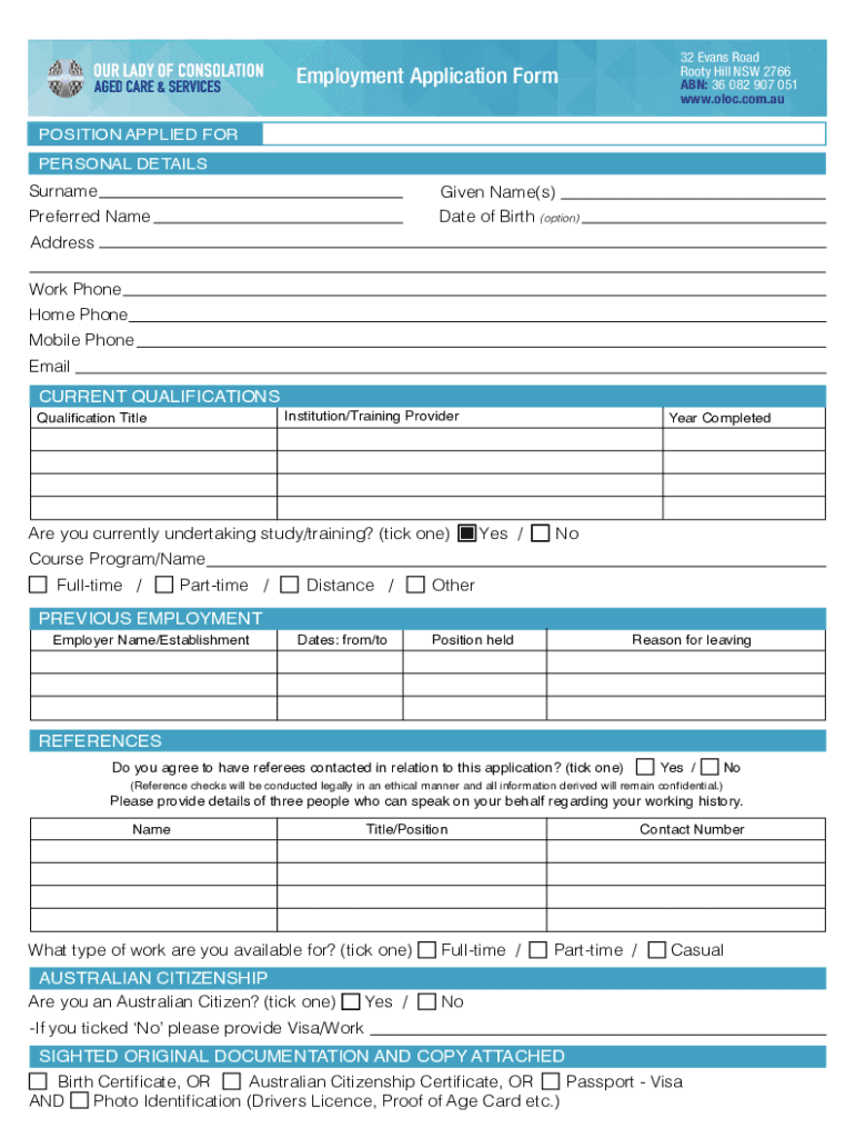 Fillable Online Personal Assets Declaration Employment Application Form ...
