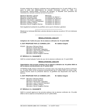 Remplissable En Ligne ville sainte-adele qc sance ordinaire du conseil municipal projet d'ordre ...