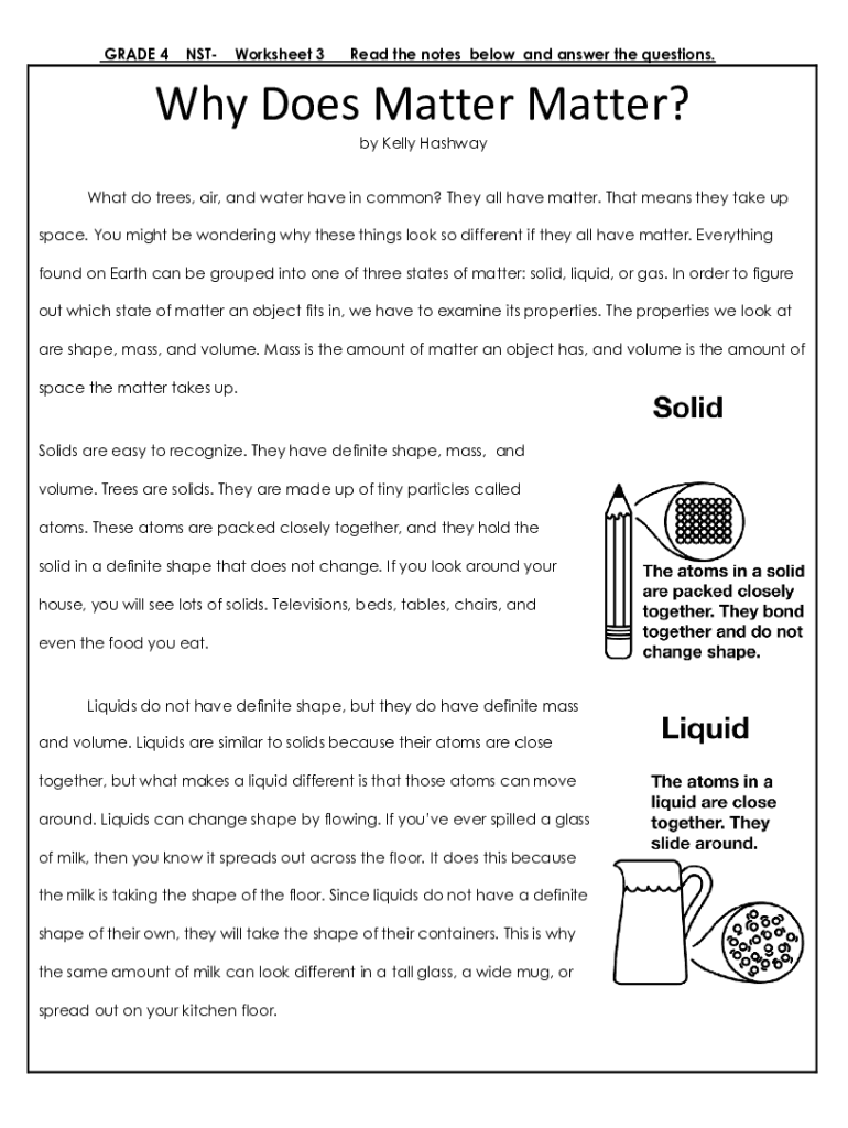 Fillable Online Matter Worksheet - Fill Online, Printable, Fillable ...